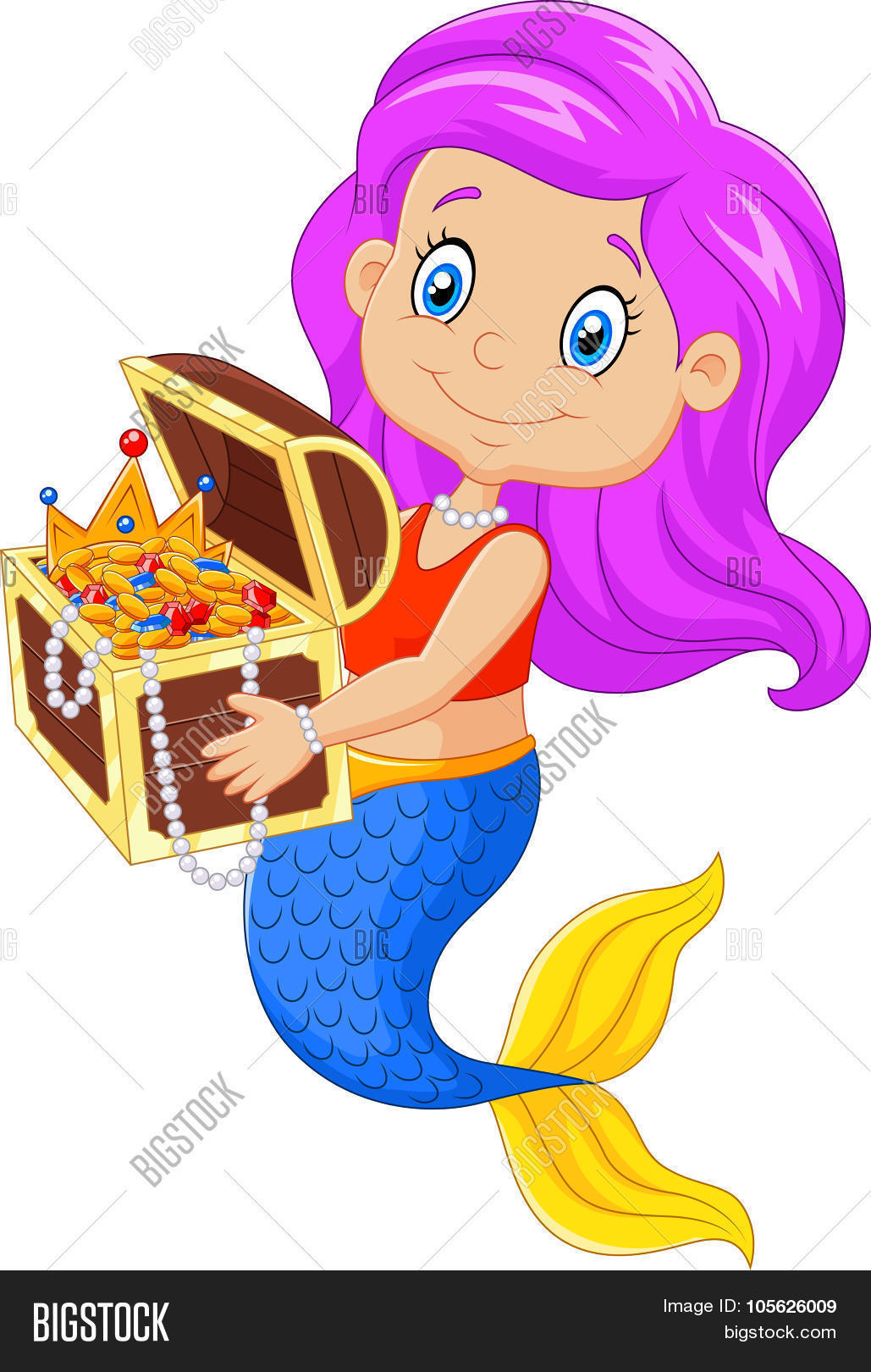 Cartoon Happy Mermaid Vector & Photo (Free Trial) | Bigstock