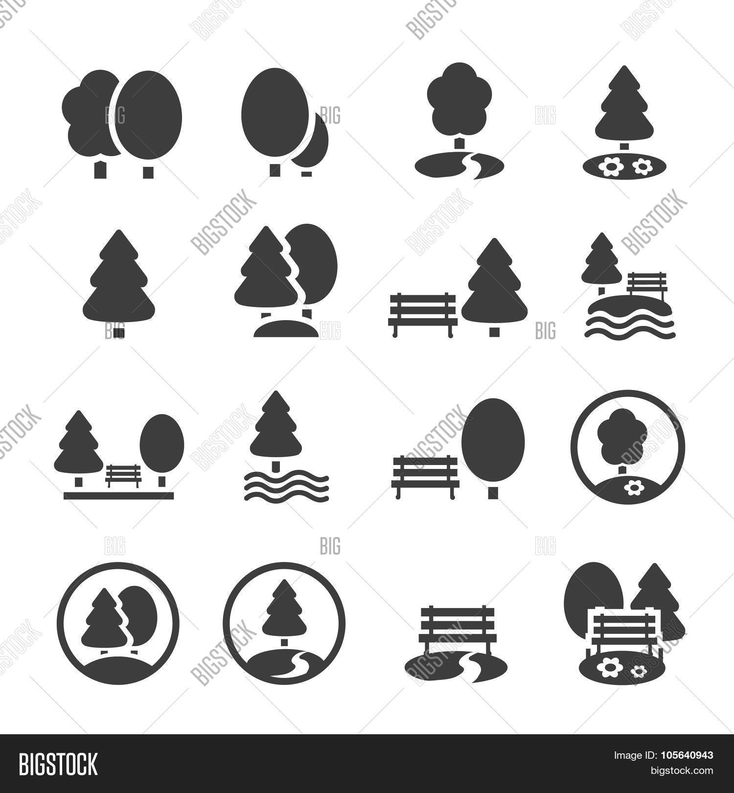 Park Icon Set. Trees Vector & Photo (Free Trial) | Bigstock