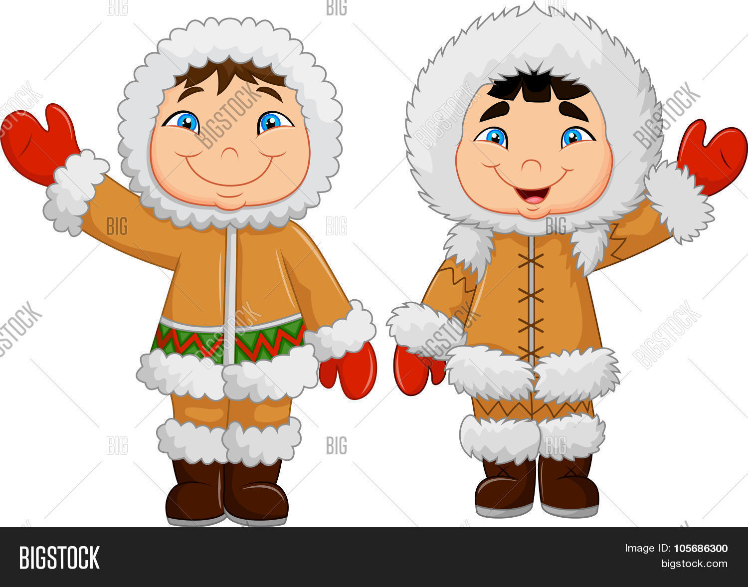 Cartoon Happy Eskimo Vector & Photo (Free Trial) | Bigstock