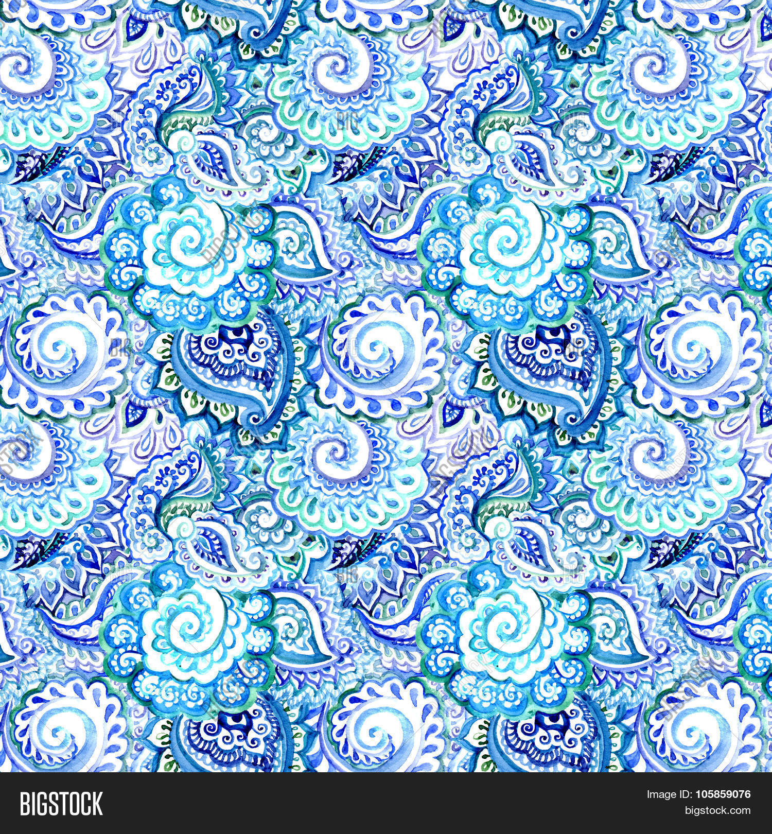 Ornate Blue Watercolor Image & Photo (Free Trial) | Bigstock