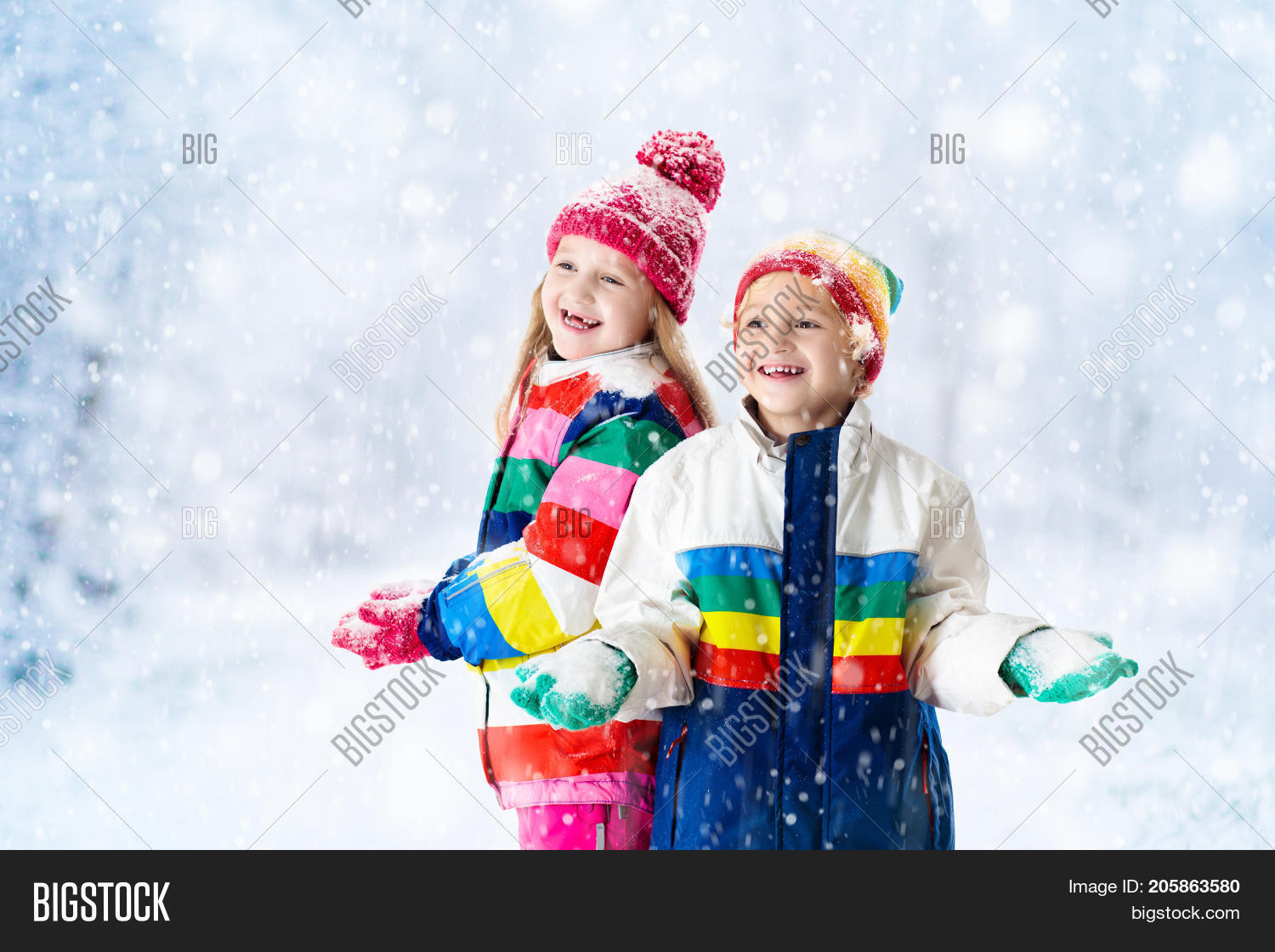 Kids Playing Snow. Image & Photo (Free Trial) | Bigstock