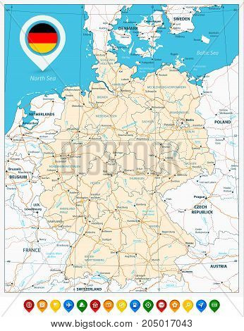 Road Map Germany Vector & Photo (Free Trial) | Bigstock