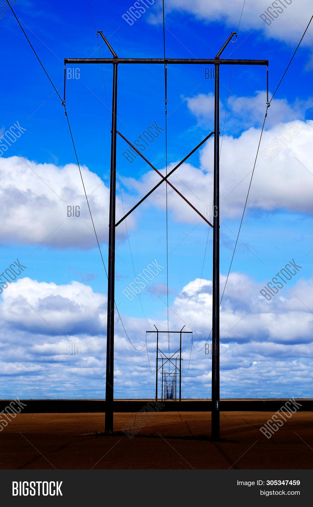 Powerlines Field Blue Image & Photo (Free Trial) | Bigstock