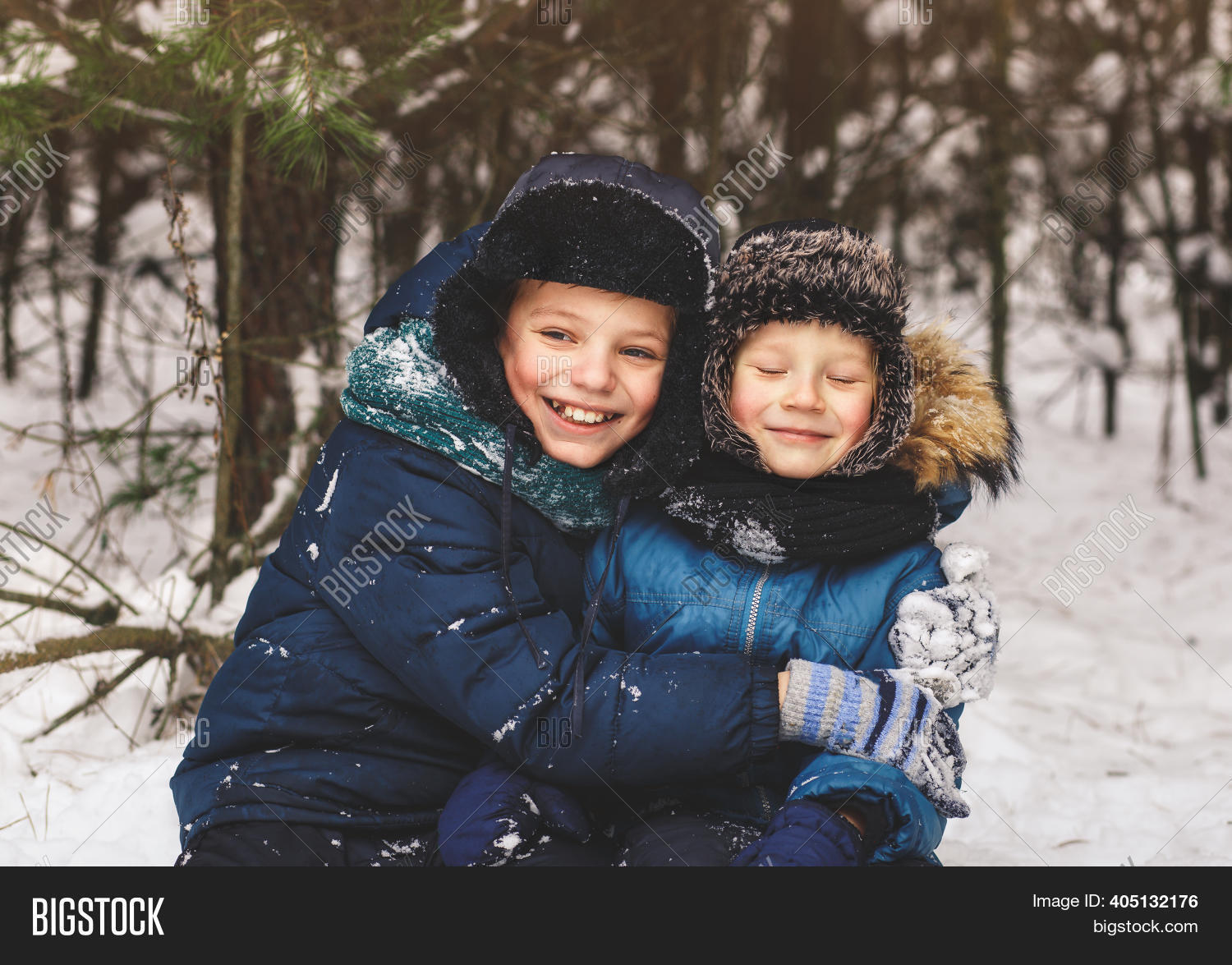 Two Boys Winter Nature Image & Photo (Free Trial) | Bigstock