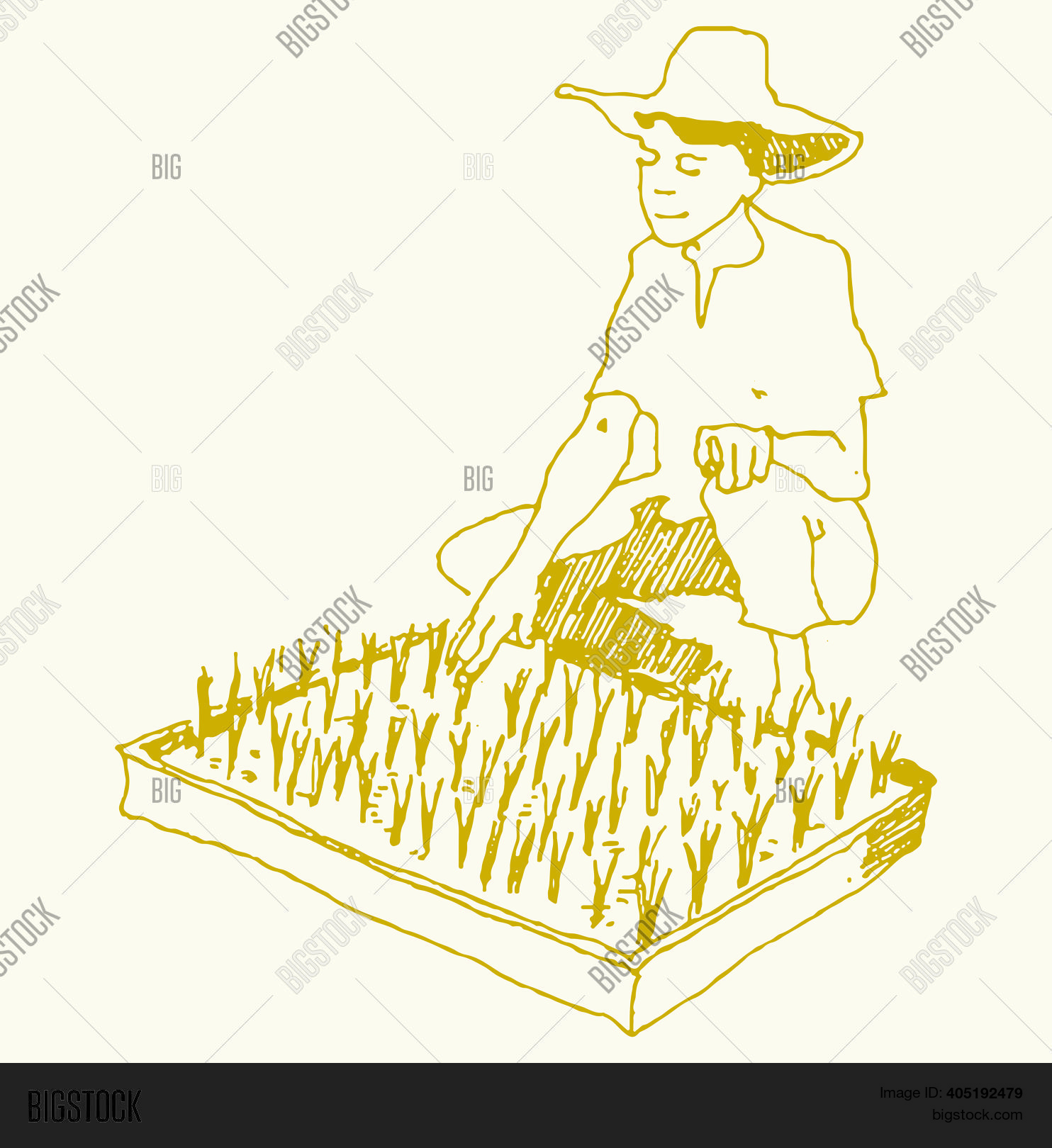 Sketch Farmer Working Vector & Photo (Free Trial) | Bigstock