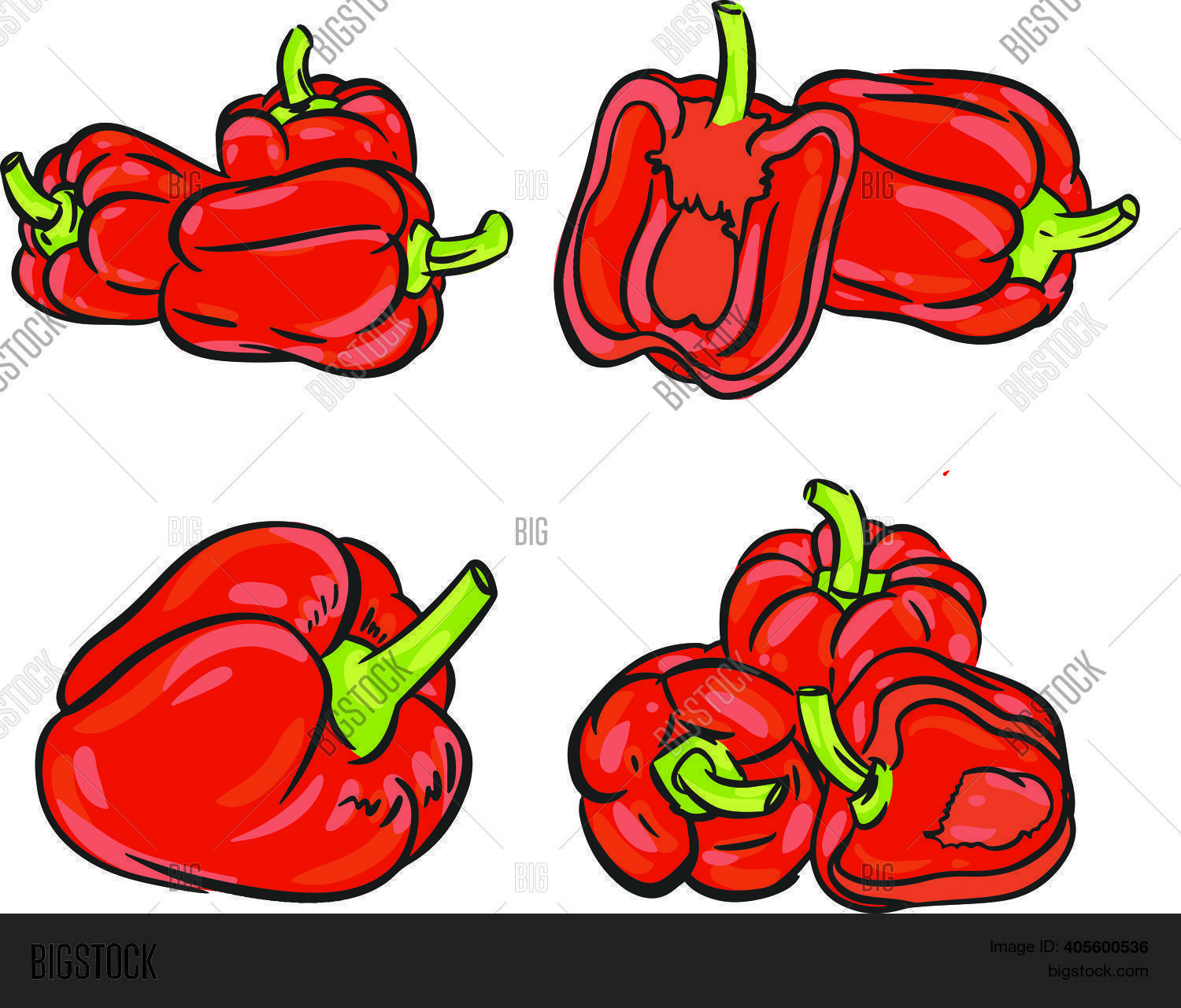 Pepper Paprika Set Vector & Photo (Free Trial) | Bigstock