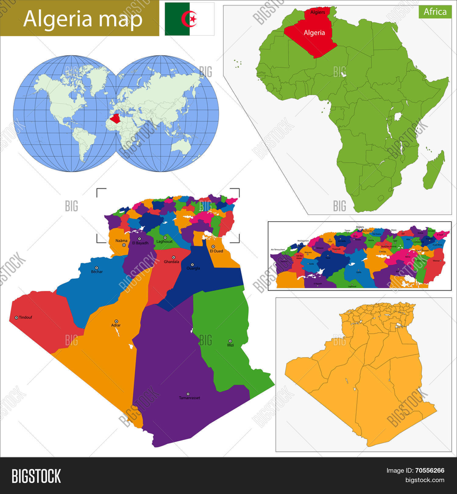 Algeria Map High Vector & Photo (Free Trial) | Bigstock