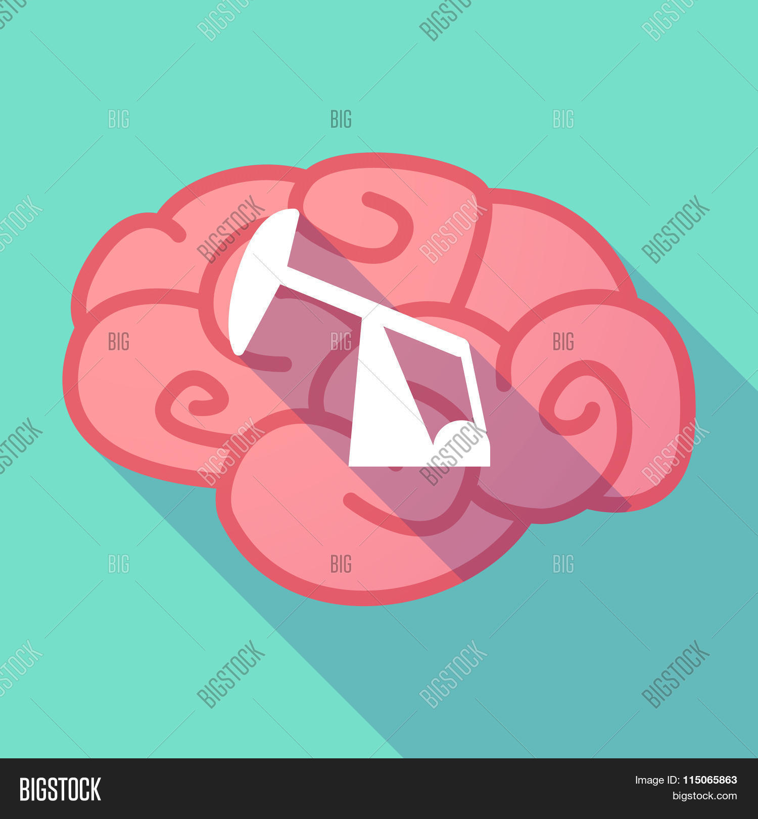Long Shadow Brain Vector & Photo (Free Trial) | Bigstock