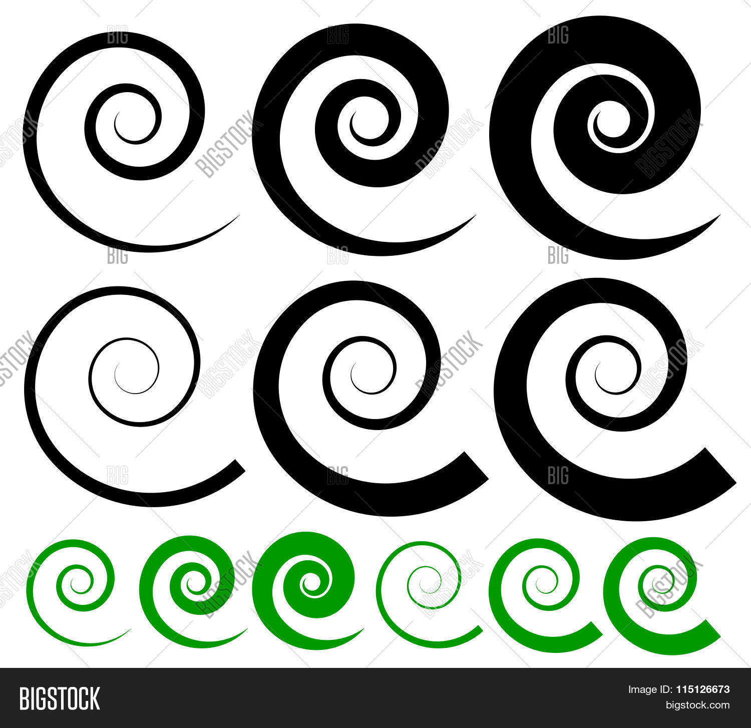 Set Spiral Shapes Two Vector & Photo (Free Trial) | Bigstock