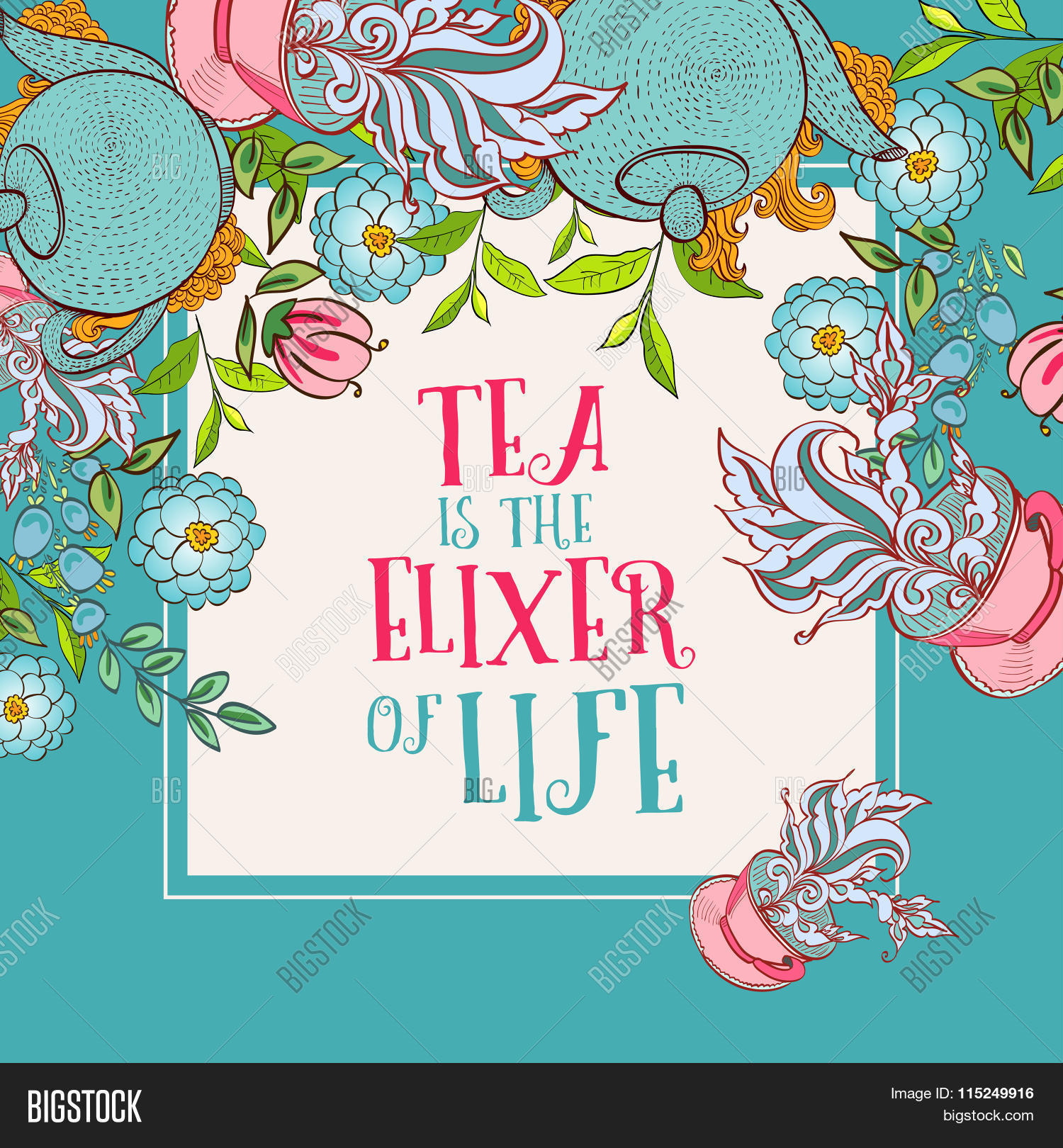 Tea Time Design Vector & Photo (Free Trial) | Bigstock