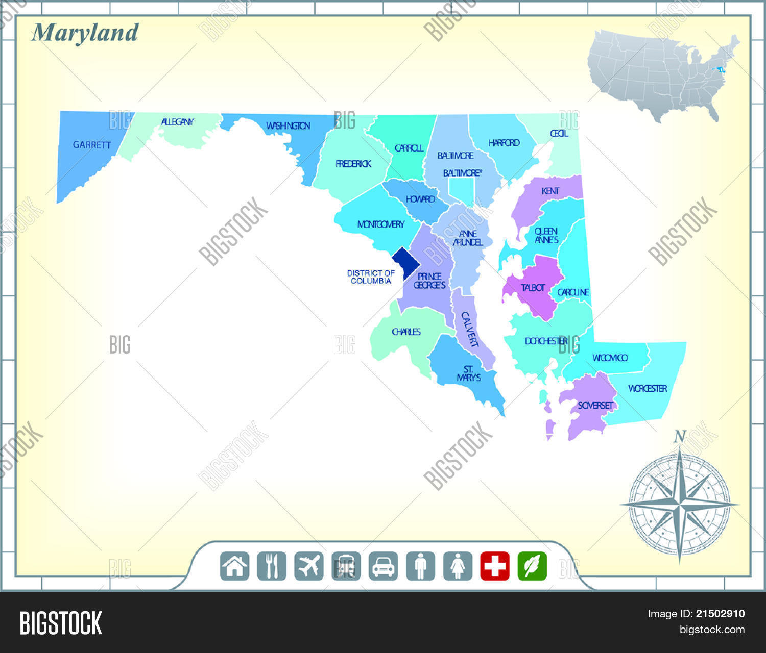 Maryland State Map Vector & Photo (Free Trial) | Bigstock