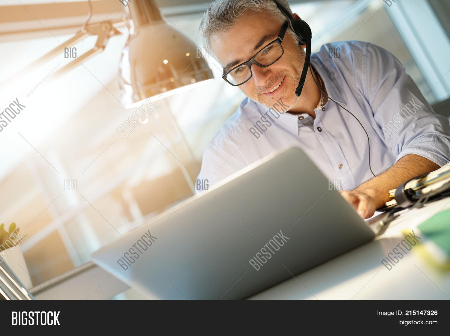 Office Worker Headset Image & Photo (Free Trial) | Bigstock