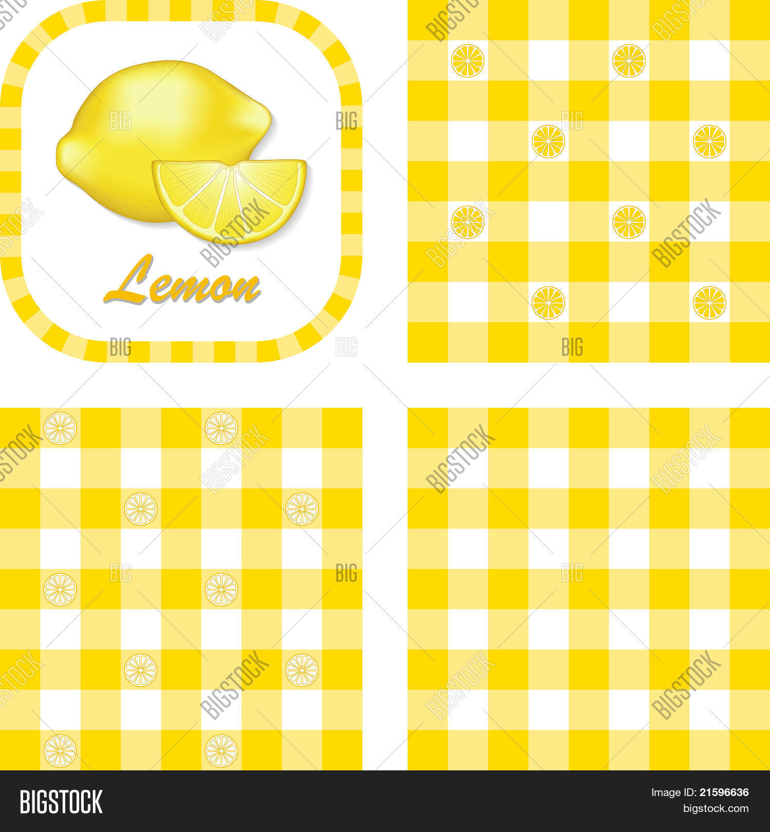 Lemons & Gingham Vector & Photo (Free Trial) | Bigstock
