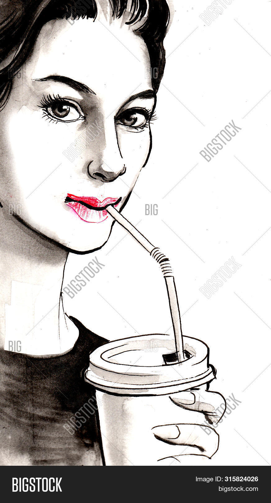 Woman Drinking Straw. Image & Photo (Free Trial) | Bigstock