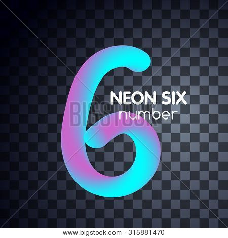 Six Neon Number 6 Vector & Photo (Free Trial) | Bigstock