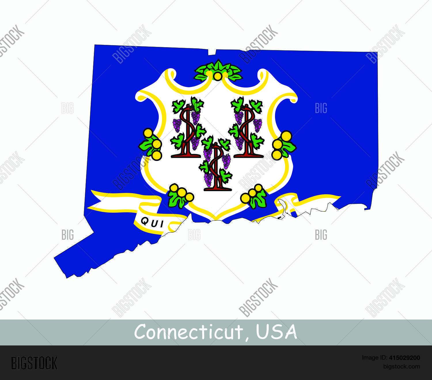 Connecticut Map Flag Vector & Photo (Free Trial) | Bigstock