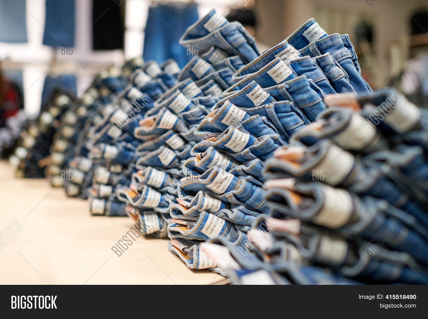 Blue Denim Jeans Stack Image & Photo (Free Trial) | Bigstock