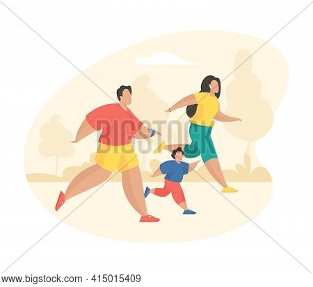 Happy Family Running Vector & Photo (Free Trial) | Bigstock