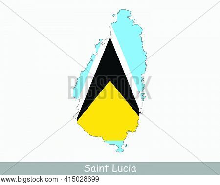 Saint Lucia Flag Map Vector & Photo (Free Trial) | Bigstock