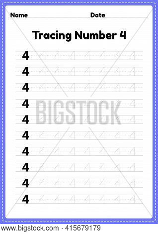 Tracing Number 4 Vector & Photo (Free Trial) | Bigstock