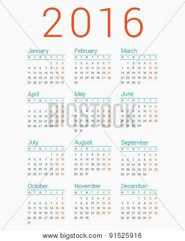 Calendar 2016 On Vector & Photo (Free Trial) | Bigstock