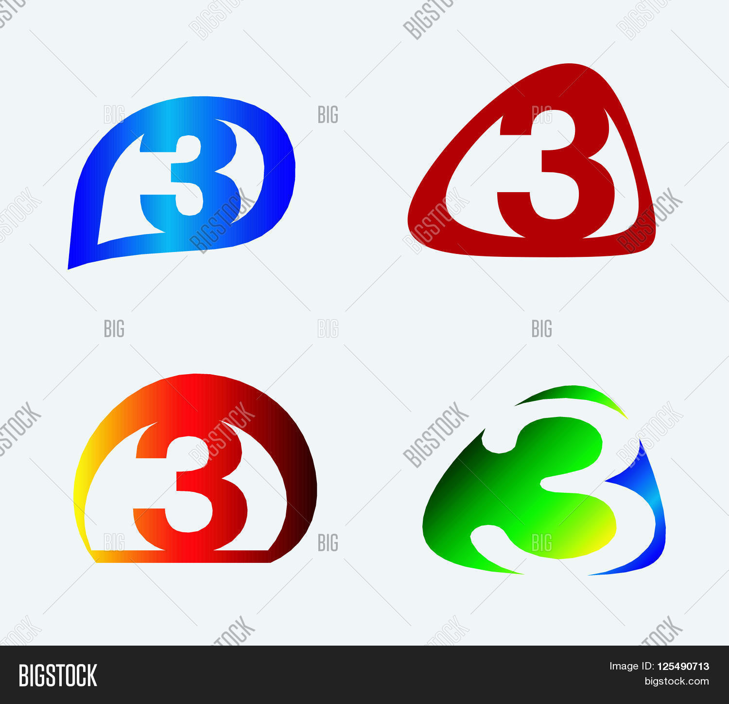 Number Three 3 Logo Vector & Photo (Free Trial) | Bigstock