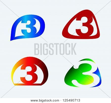 Number Three 3 Logo Vector & Photo (Free Trial) | Bigstock