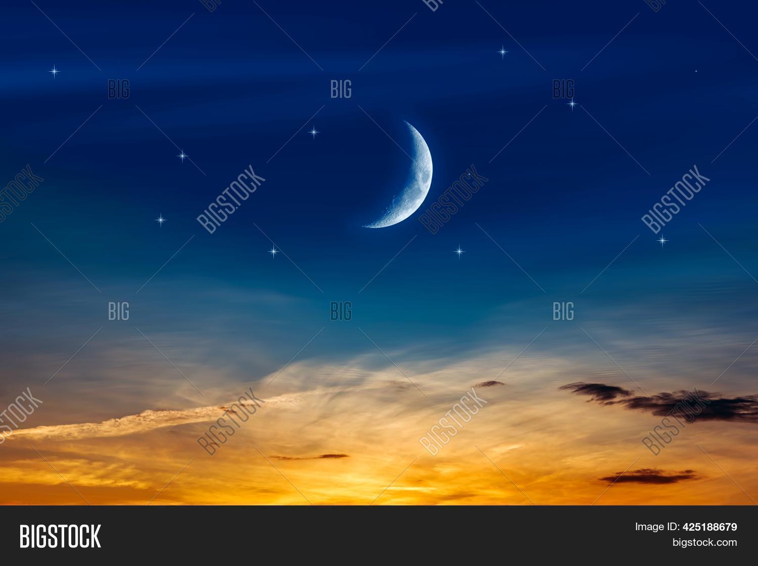 Sky Sunset Moon Image & Photo (Free Trial) | Bigstock