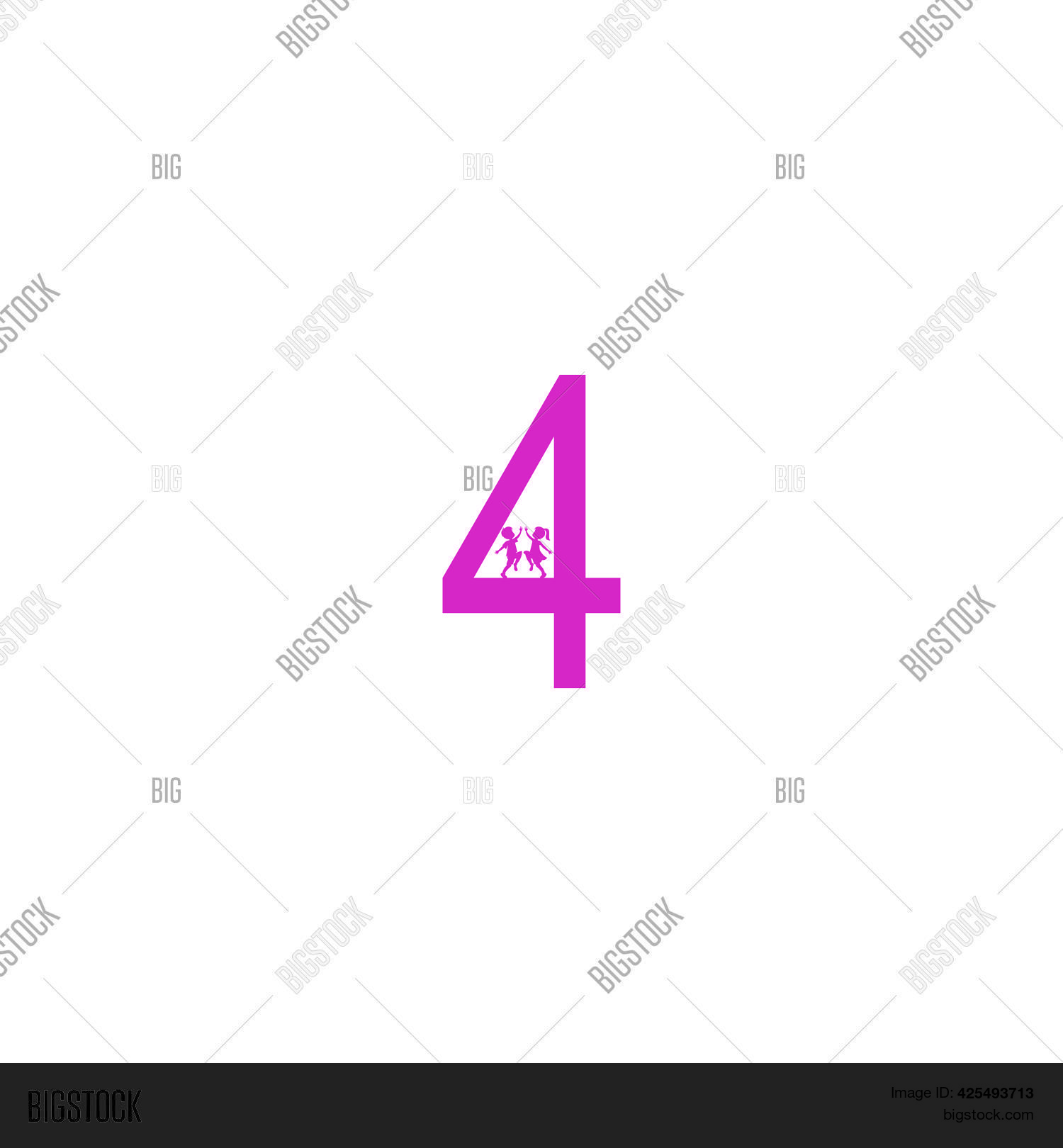Number 4 Kids Icon Vector & Photo (Free Trial) | Bigstock