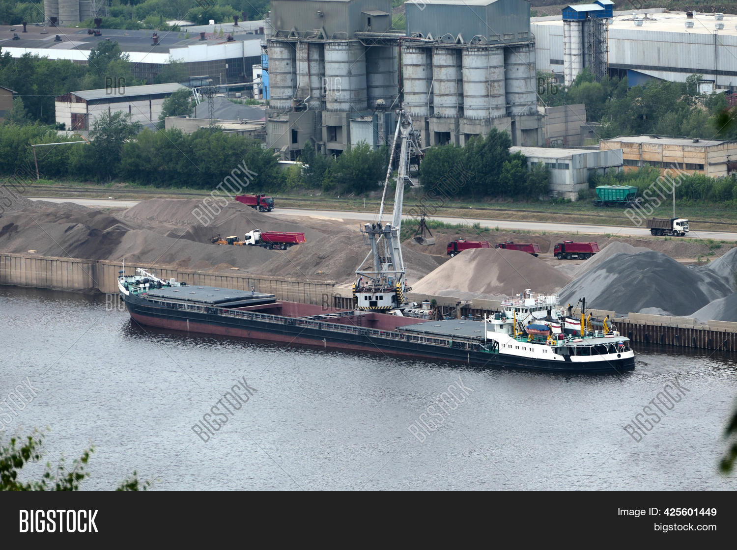 Barge On River Image And Photo Free Trial Bigstock