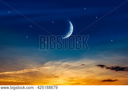 Sky Sunset Moon Image & Photo (Free Trial) | Bigstock