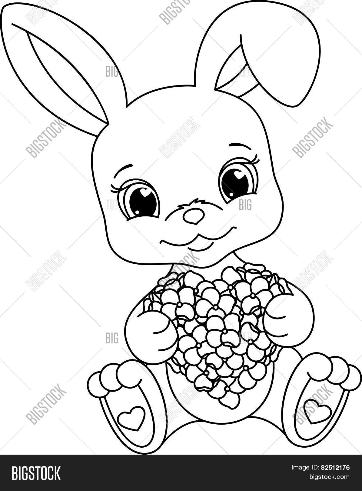 Rabbit Coloring Page Vector & Photo (Free Trial) | Bigstock