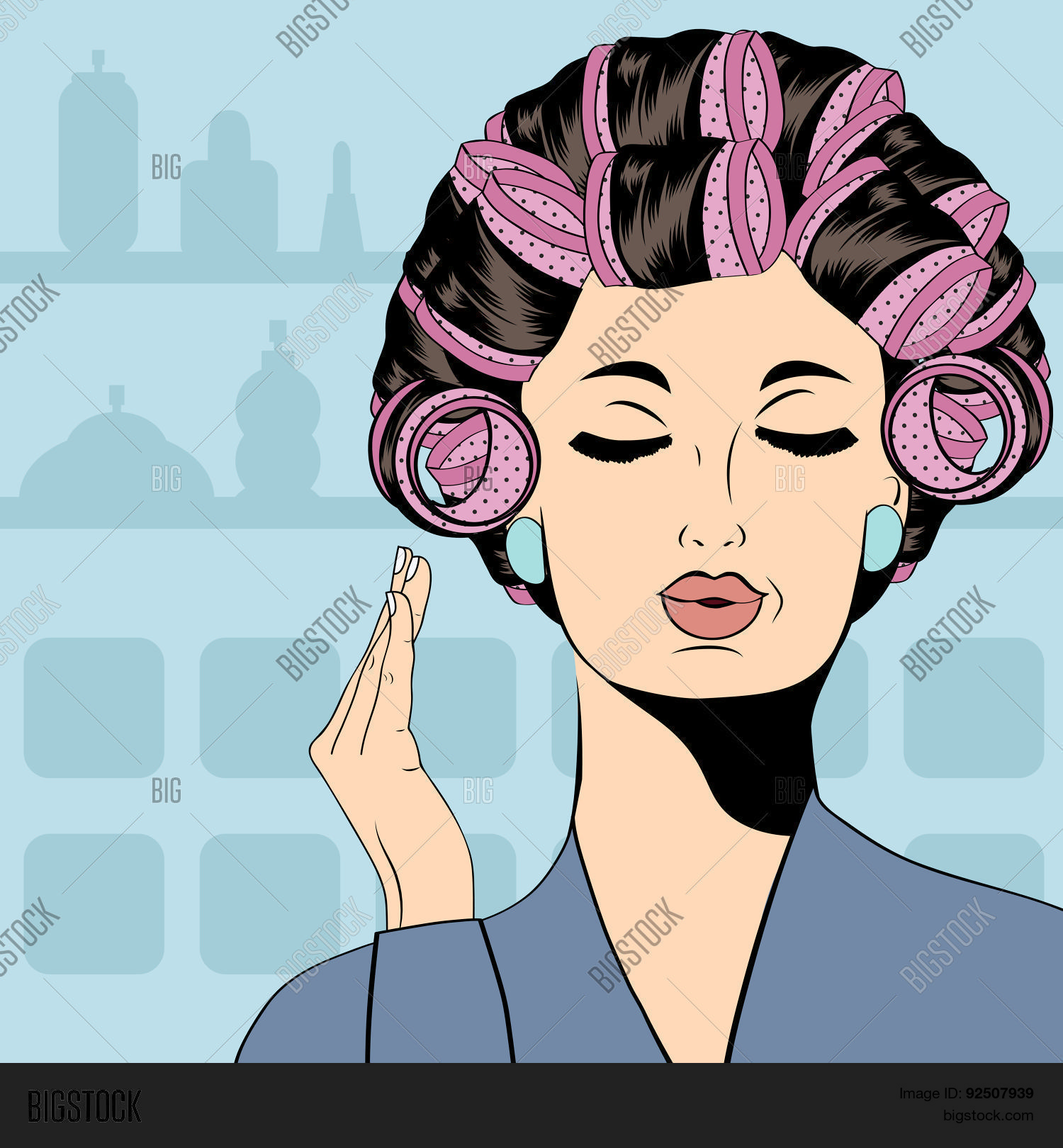 Woman Curlers Their Vector & Photo (Free Trial) | Bigstock