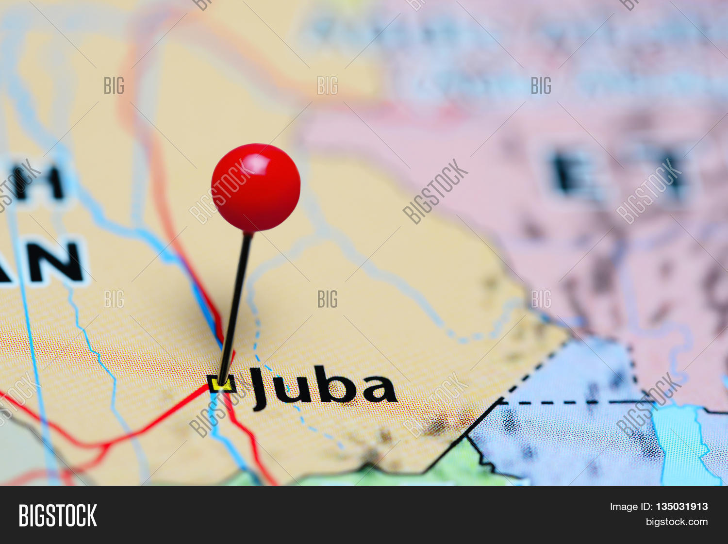 Juba Pinned On Map Image & Photo (Free Trial) | Bigstock