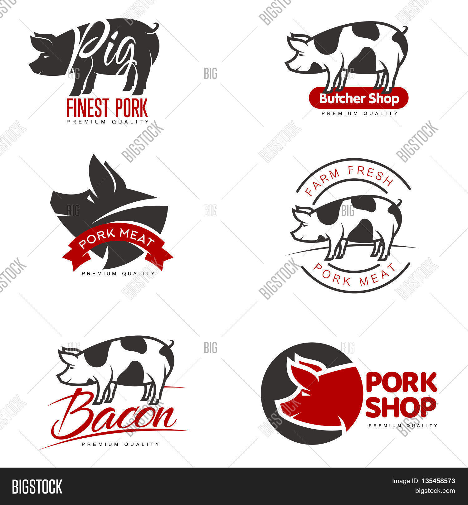 Set Logos Pig, Simple Image & Photo (Free Trial) | Bigstock