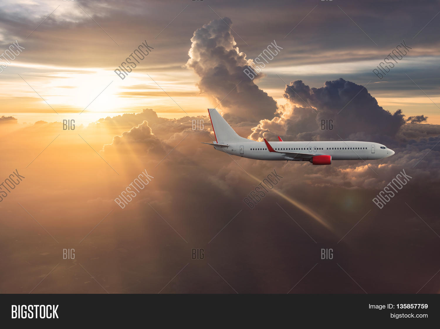 Airplane Cloudy Sky Image & Photo (Free Trial) | Bigstock