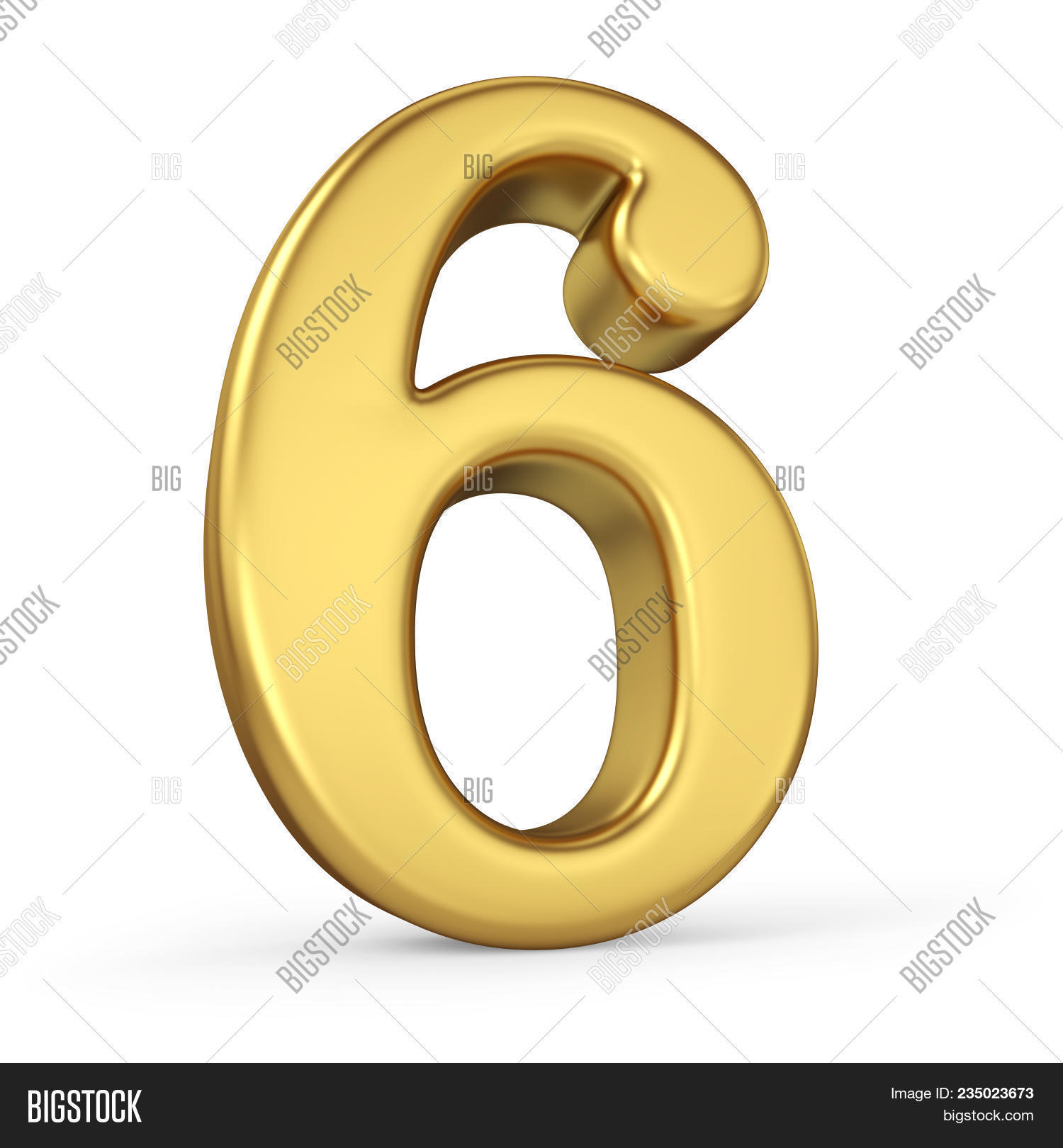 Gold Number 6 Isolated Image & Photo (Free Trial) | Bigstock