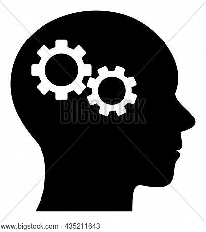 Brain Gears Icon Flat Vector & Photo (Free Trial) | Bigstock