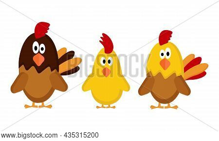Set Seven Chickens On Vector & Photo (Free Trial) | Bigstock
