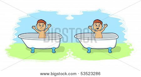 Bath Time Cartoon Boy Vector & Photo (Free Trial) | Bigstock