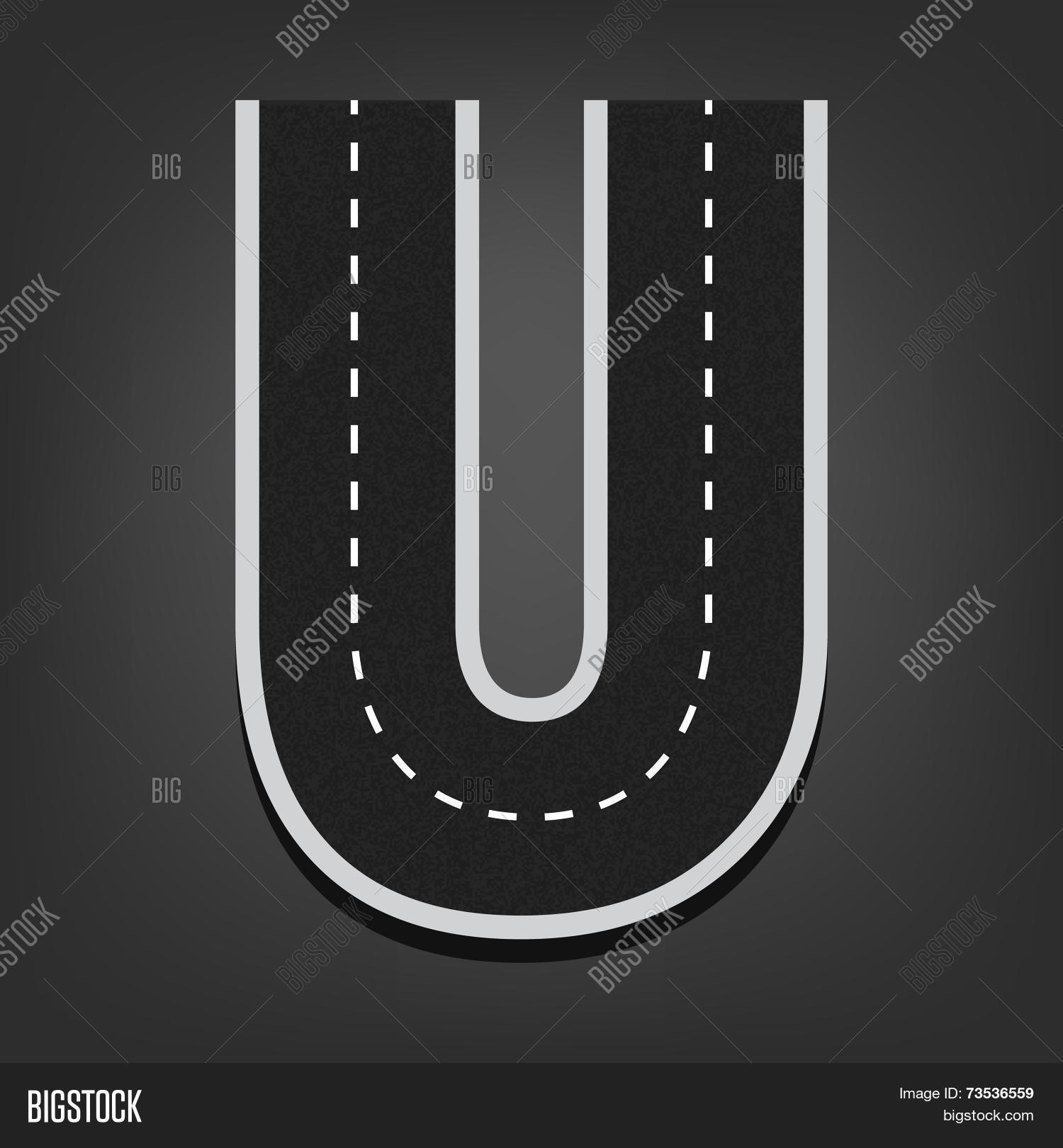 U Letter. Road Font Vector & Photo (Free Trial) | Bigstock