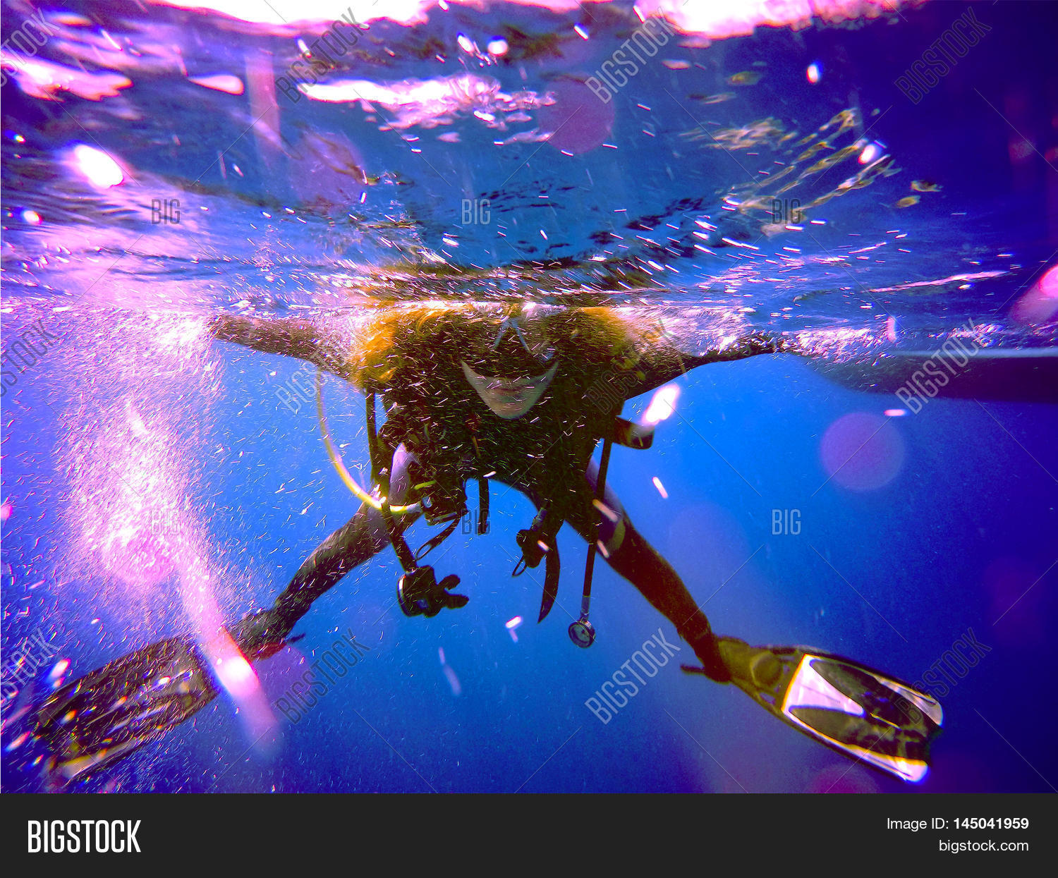 Scuba Diver Floating Image & Photo (Free Trial) | Bigstock