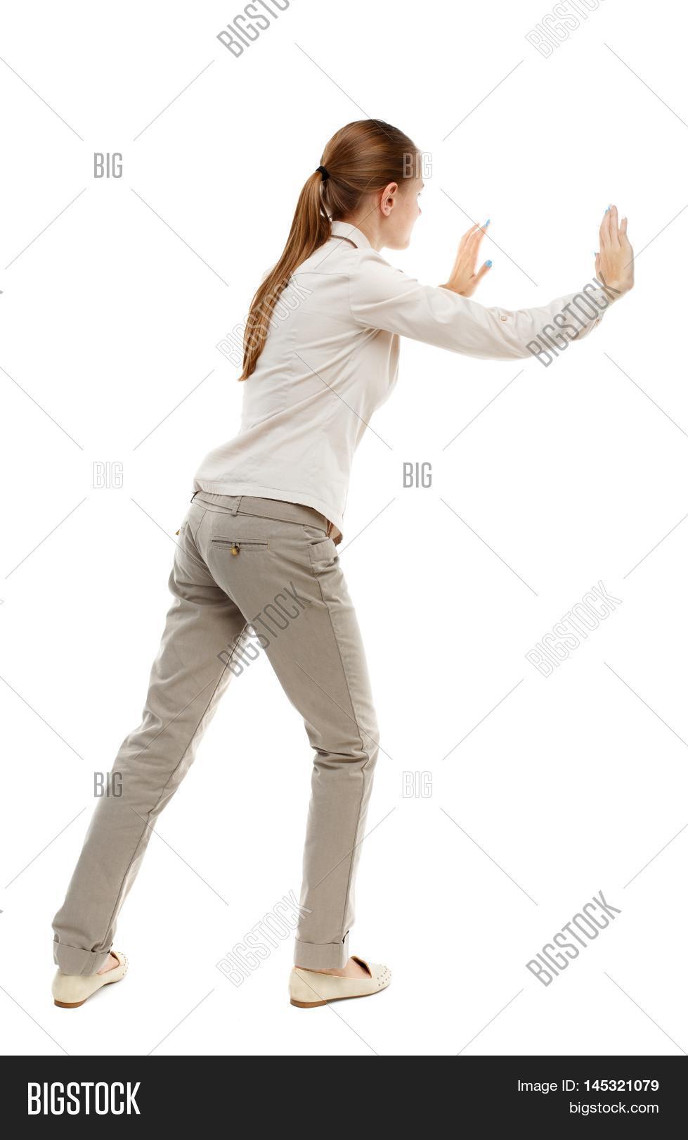 Back View Woman Pushes Image & Photo (Free Trial) | Bigstock