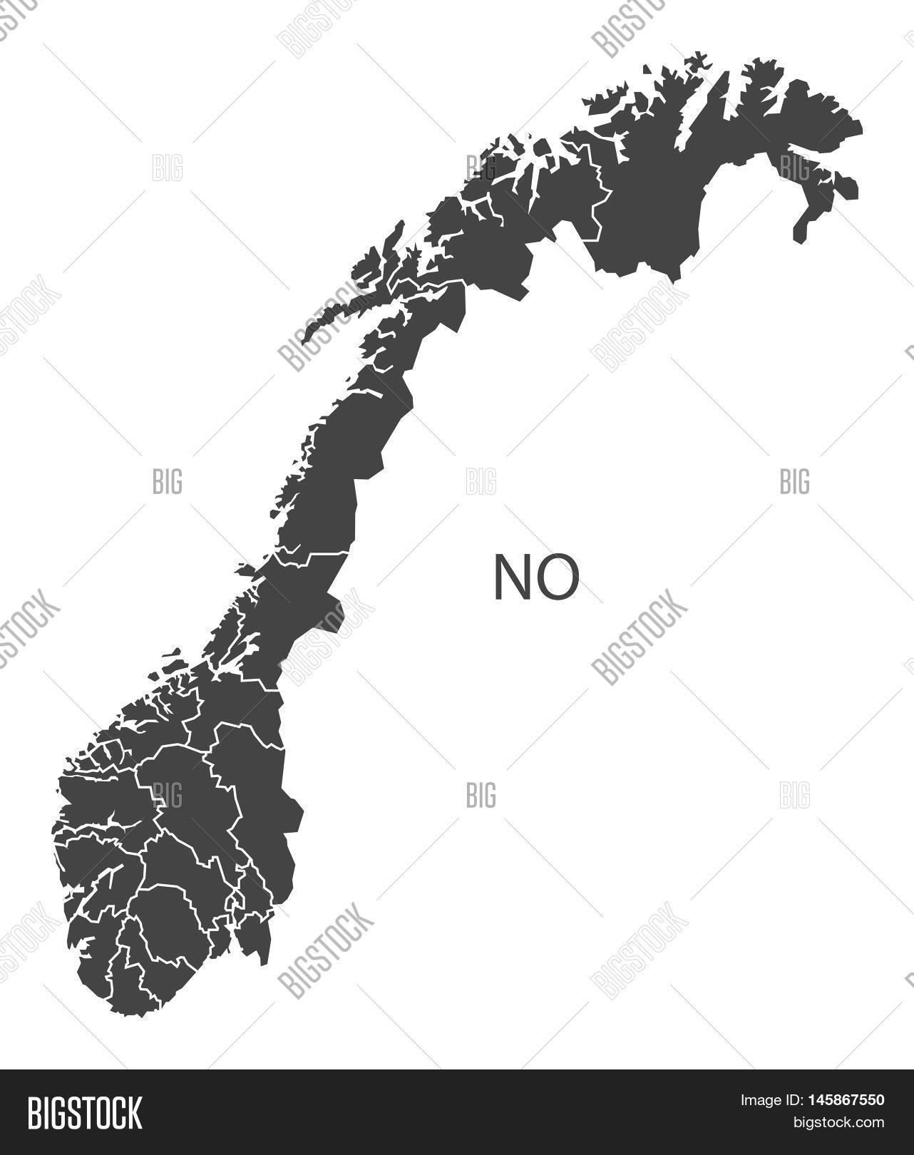 Norway Grey Map Vector & Photo (Free Trial) | Bigstock