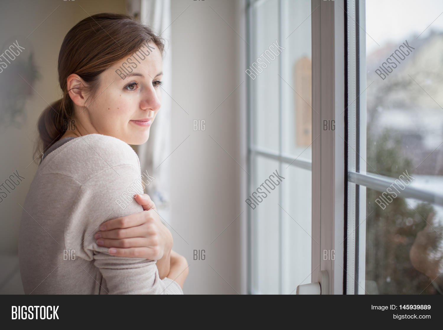 Woman Looking Window Image & Photo (Free Trial) | Bigstock