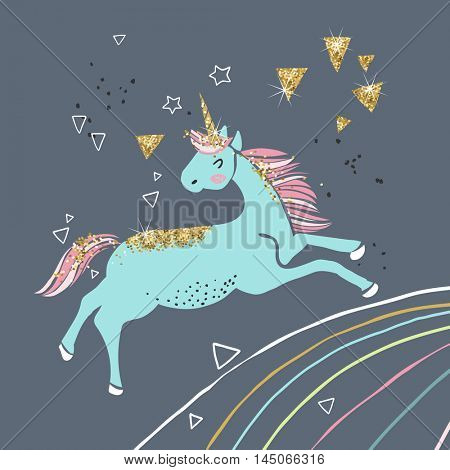 Unicorn Jumping Over Vector & Photo (Free Trial) | Bigstock