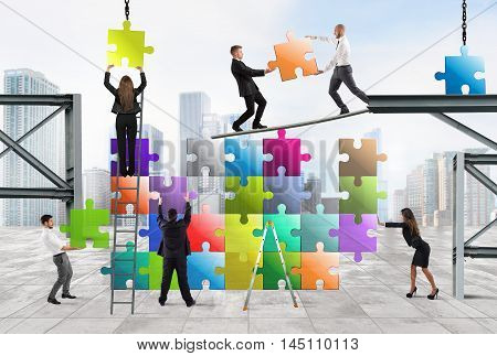 Cooperation And Team Construction Success Images, Illustrations ...