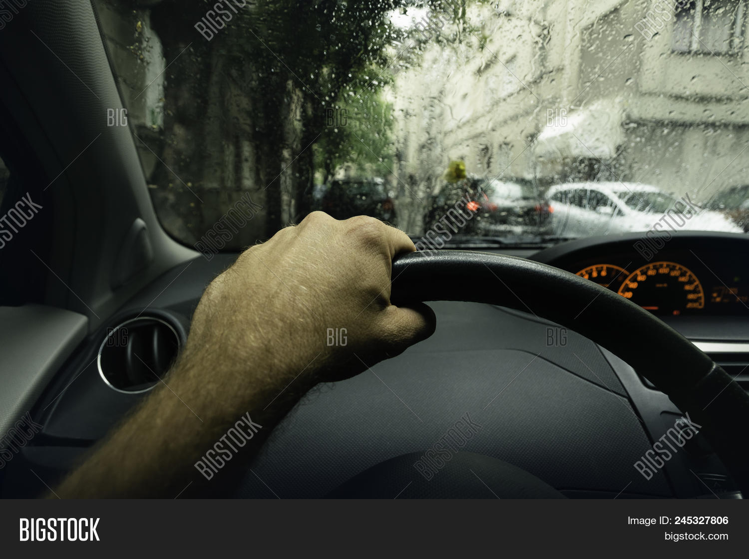 Driving Car On Rainy Image & Photo (Free Trial) | Bigstock