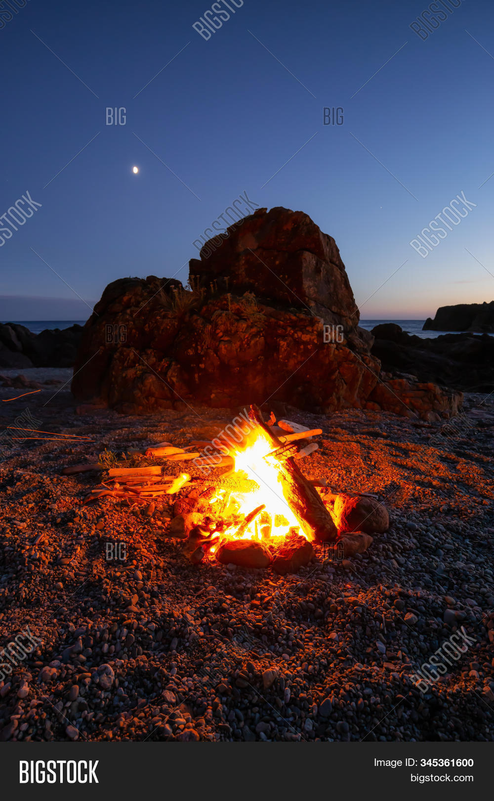 Camp Fire On Beach Image & Photo (Free Trial) | Bigstock