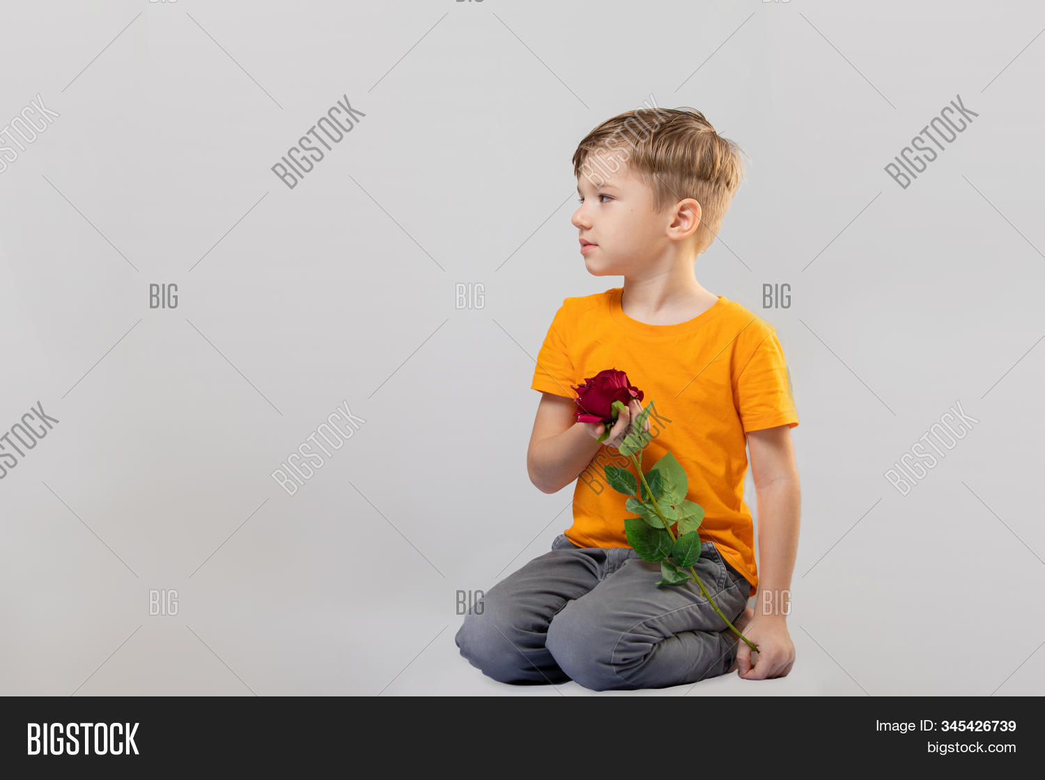 Boy Holding Flower Red Image & Photo (Free Trial) | Bigstock